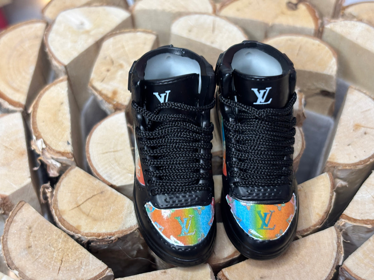Black and multicolor miniature tennis shoes for ken 16 scale realistic ...
